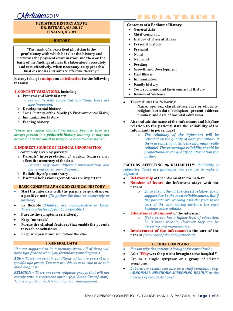 Pediatric HX and PE | PDF | Childbirth | Medical Diagnosis