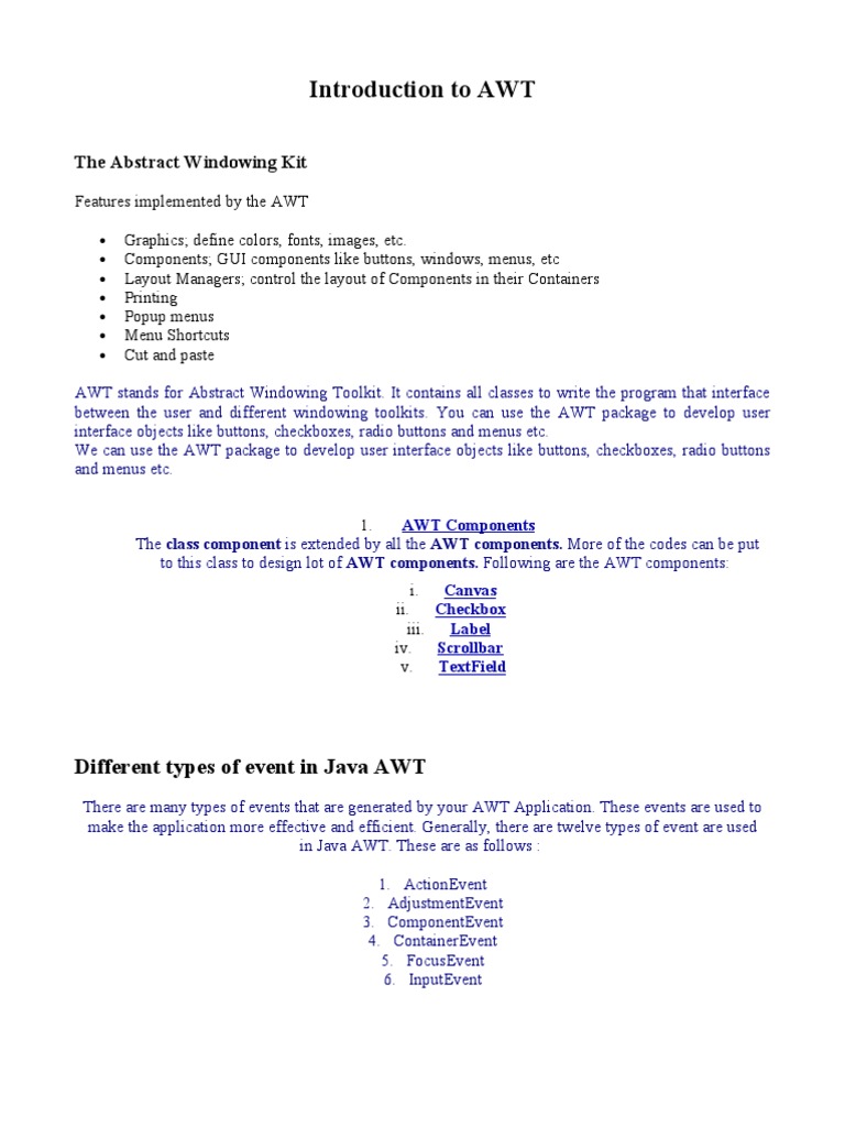 Introduction To AWT | PDF | Method (Computer Programming) | Sql
