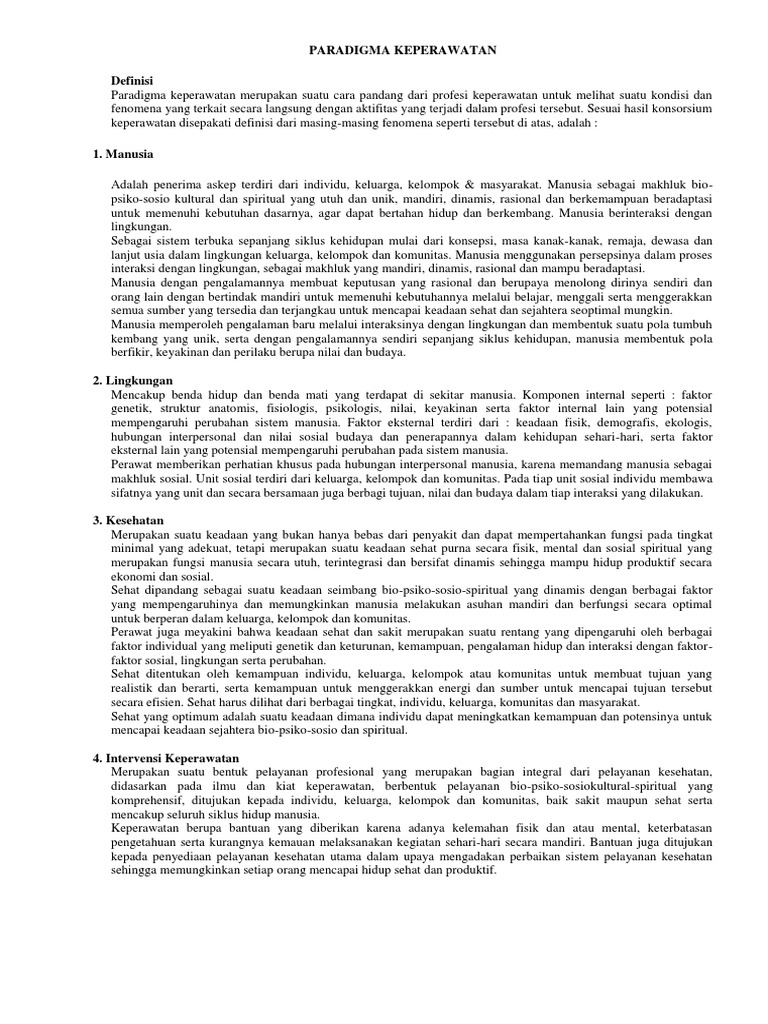 Paradigma Keperawatan | PDF