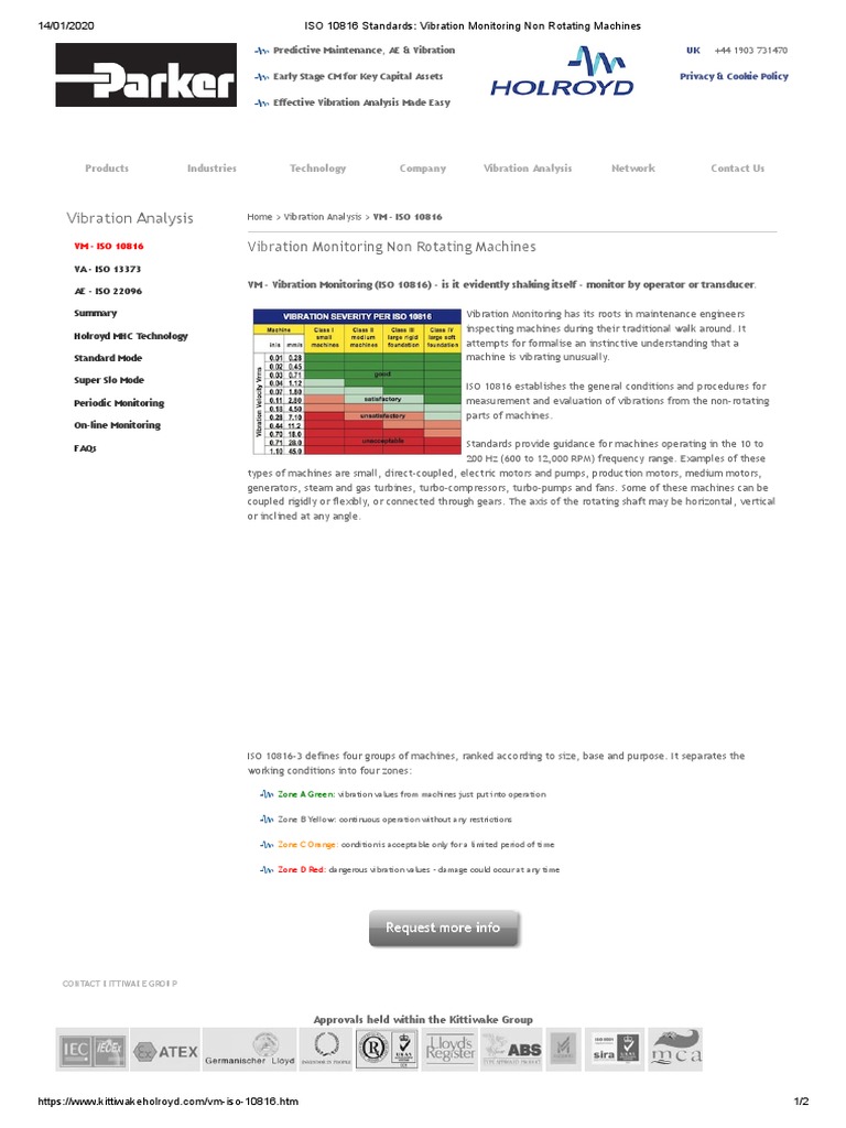 ISO 10816 Standards - Vibration Monitoring Non Rotating Machines | PDF ...