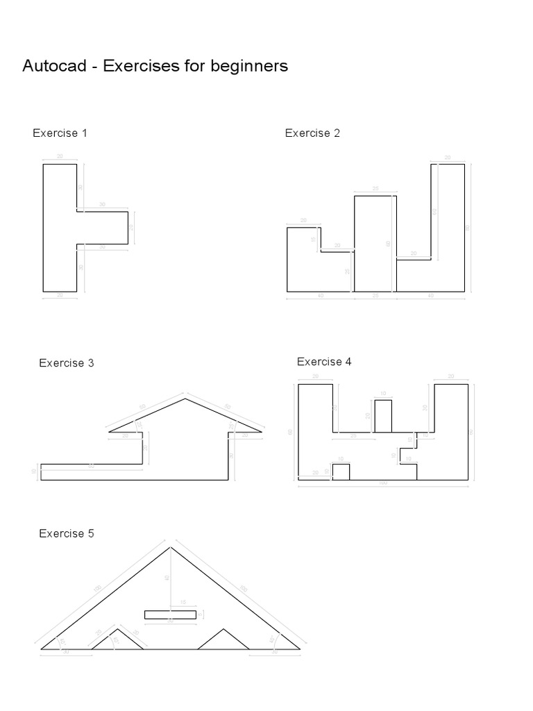 Autocad - Exercises For Beginners - 1 | PDF