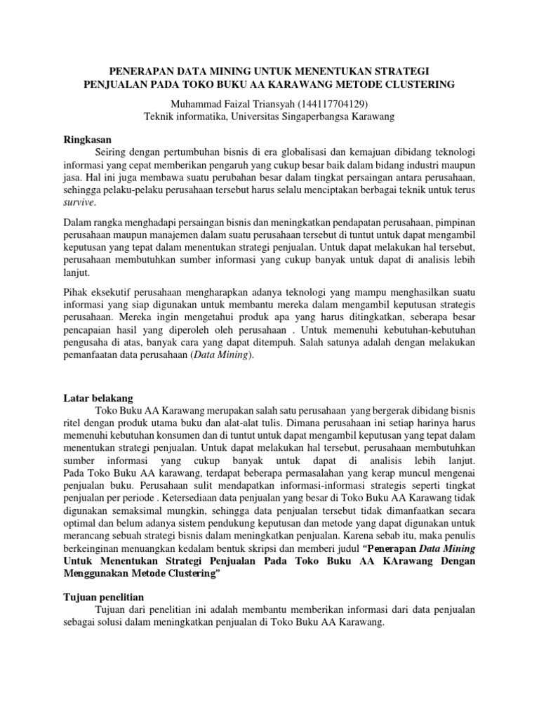 Contoh Penerapan Data Mining | PDF