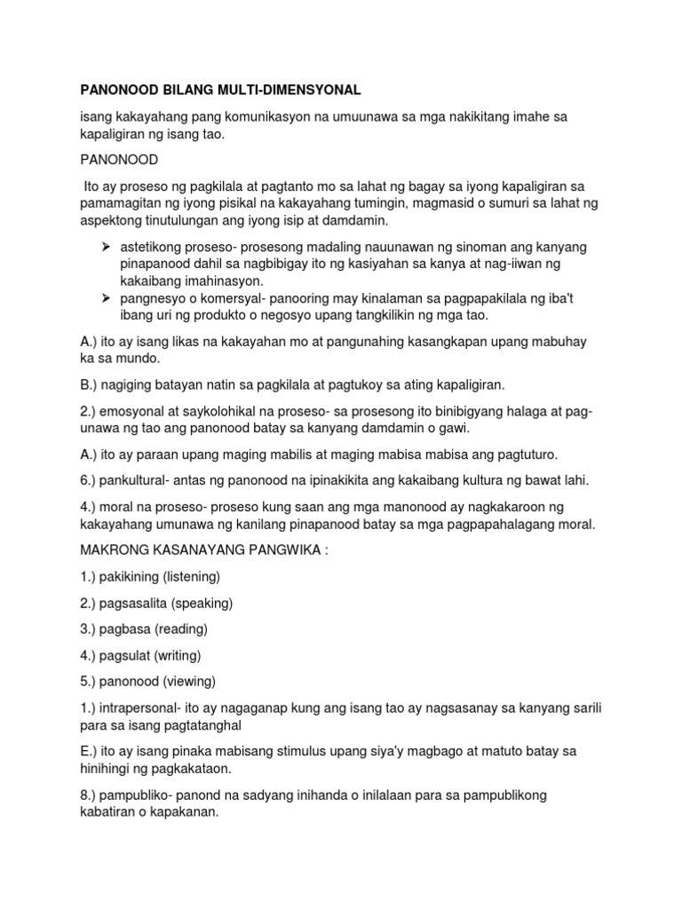 Panonood Bilang Multi | PDF