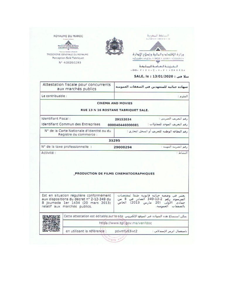 Attestation Fiscale 2020 | PDF