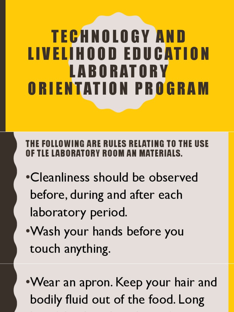Technology and Livelihood Education Laboratory Orientation Program | PDF