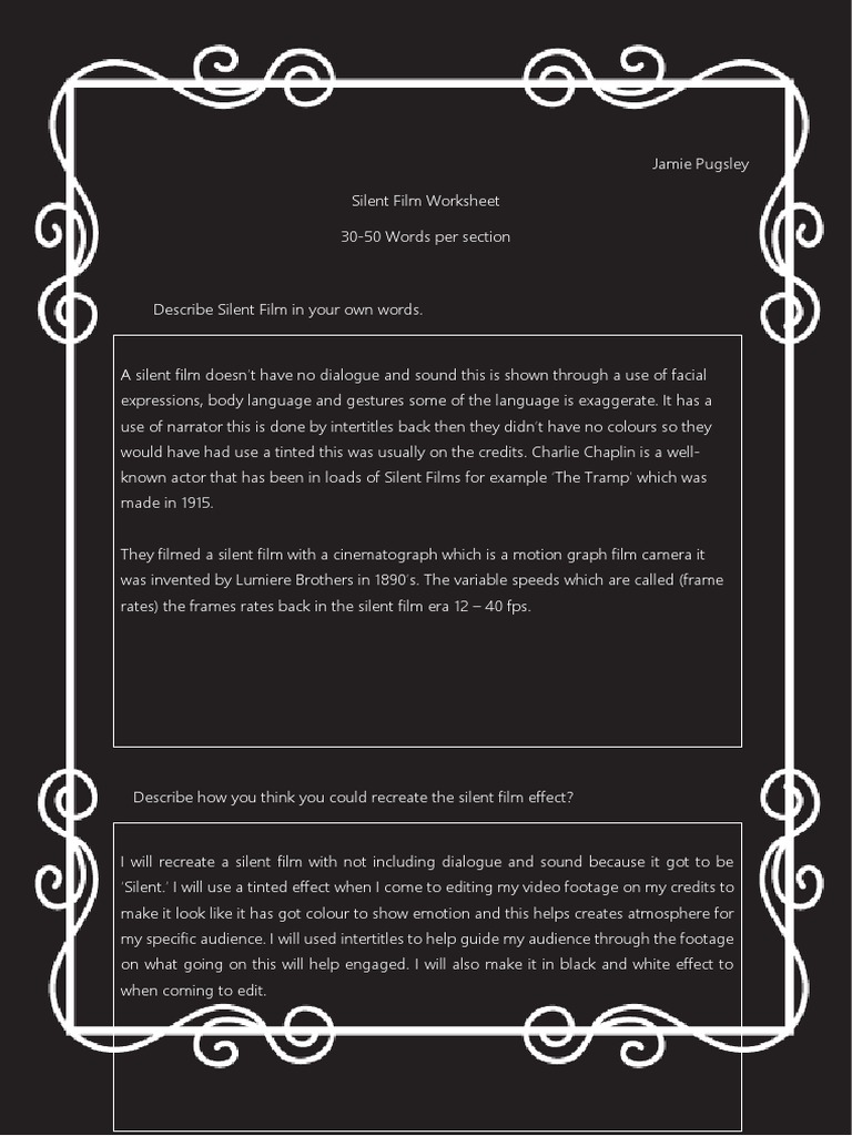 Silent Film Worksheet | PDF