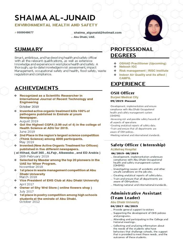HSE Resume PDF | PDF | Occupational Safety And Health | Prevention