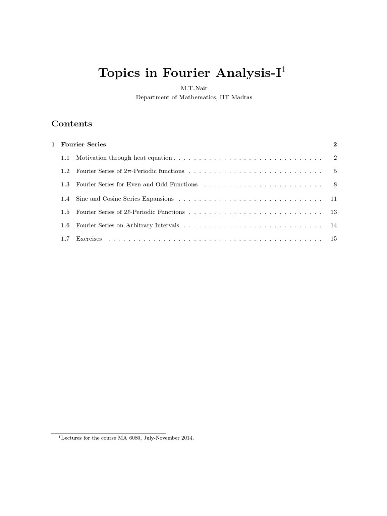 Fs Notes 1 Pdf Pdf Fourier Series Series Mathematics
