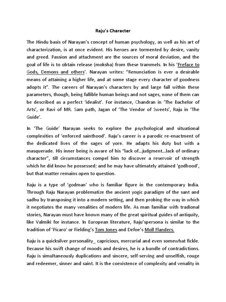 Role of Raju in R.K. Narayan's "The Guide". | PDF | Reincarnation ...