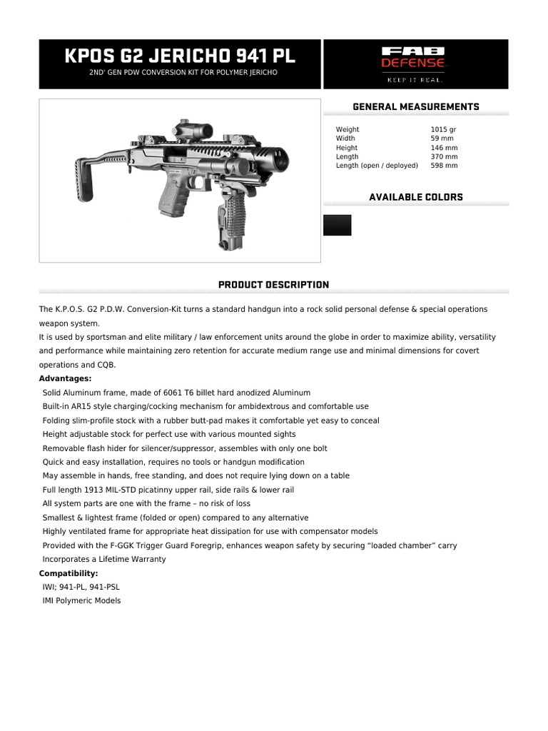 FAB Defense Product KPOS G2 Jericho 941 PL | PDF