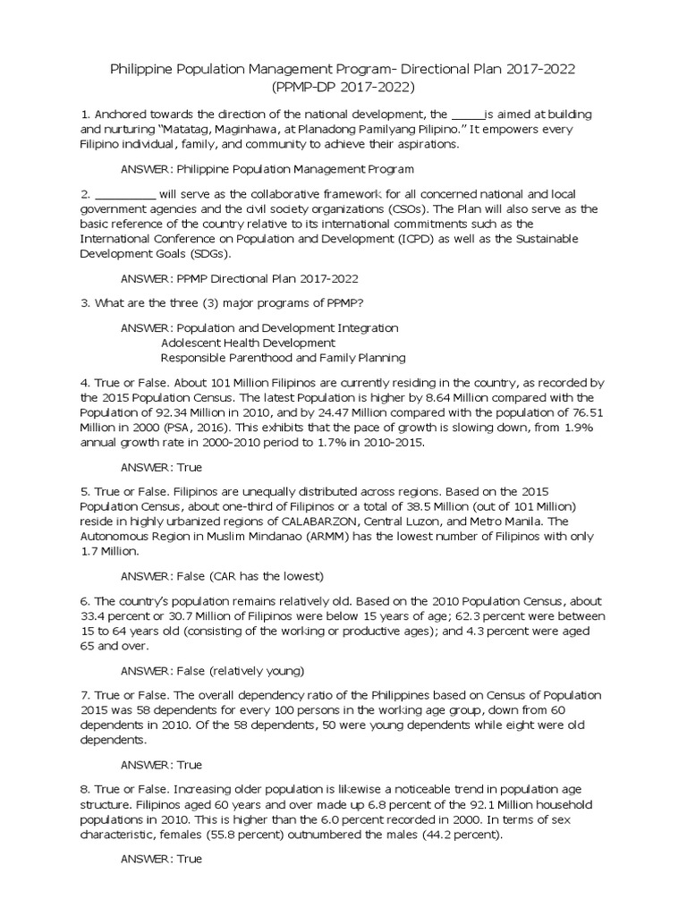 Philippine Population Management Plan 2022 | PDF | Total Fertility Rate ...