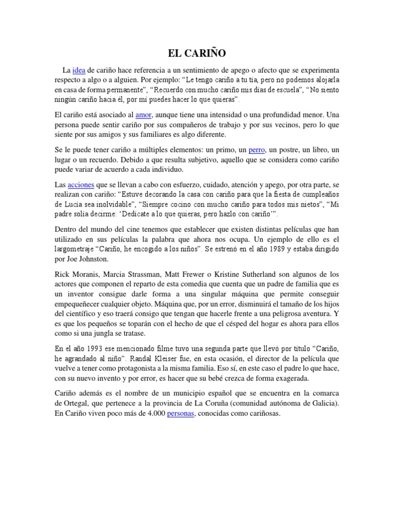 El significado y usos del cariño | PDF | Teoría de apego | Amor