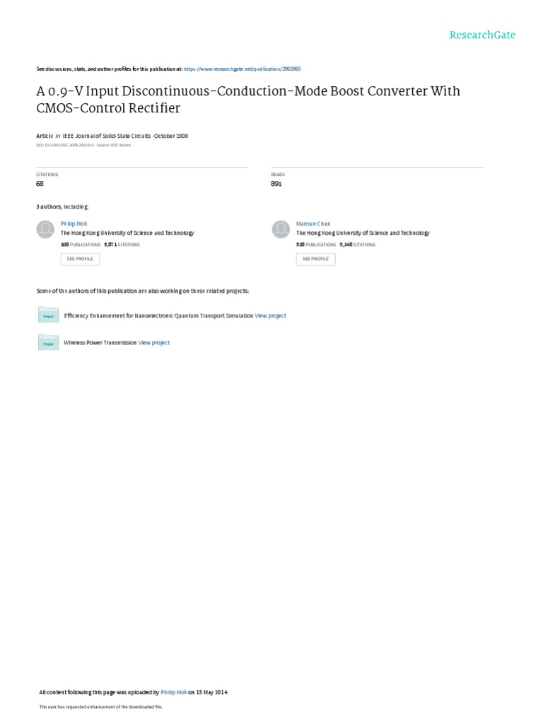 A 09 V Input Discontinuous Conduction Mode Boost C Pdf Mosfet Cmos