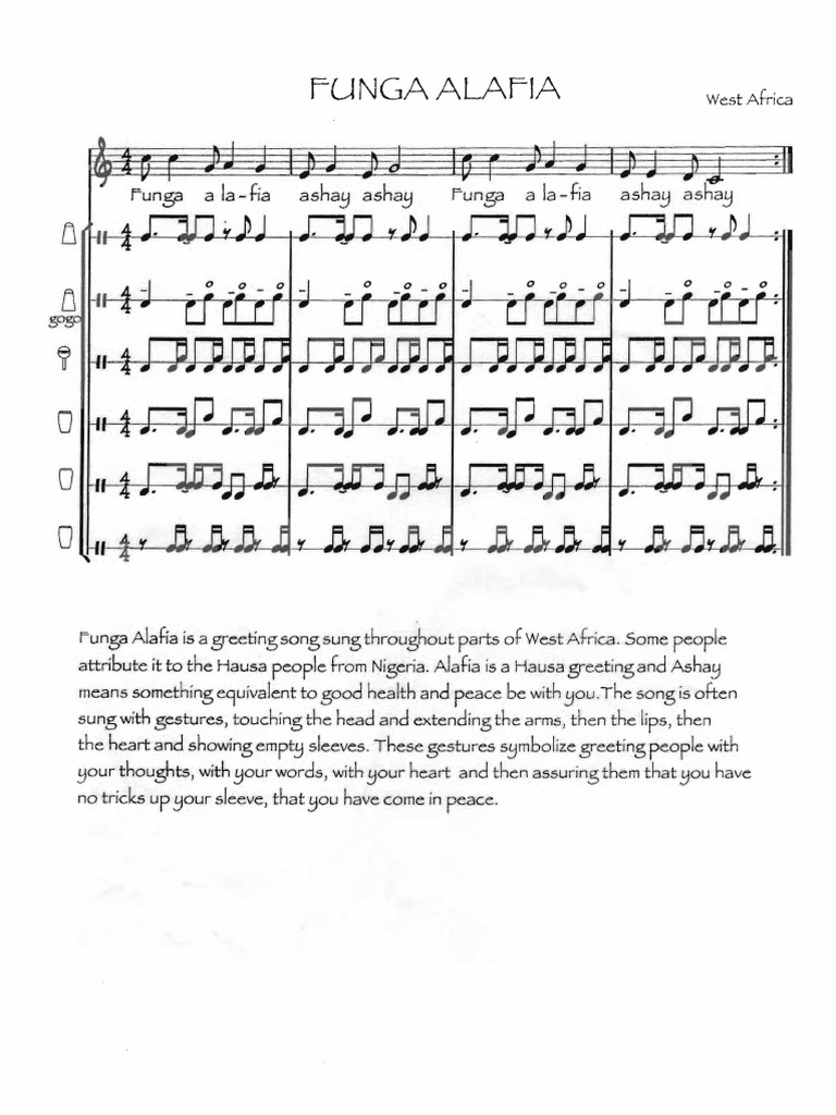 West African Greeting Song: Funga Alafia | PDF