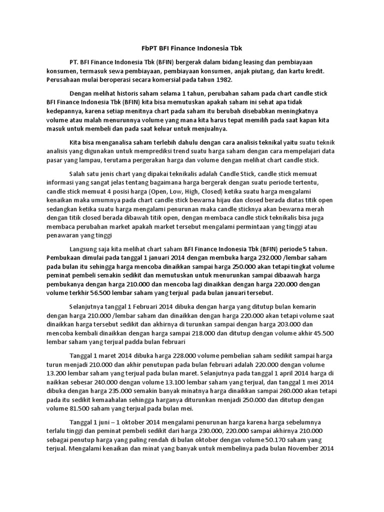 Analisis Saham Bfi Finance Tbk Pdf Perjalanan Kajian Bahasa Asing