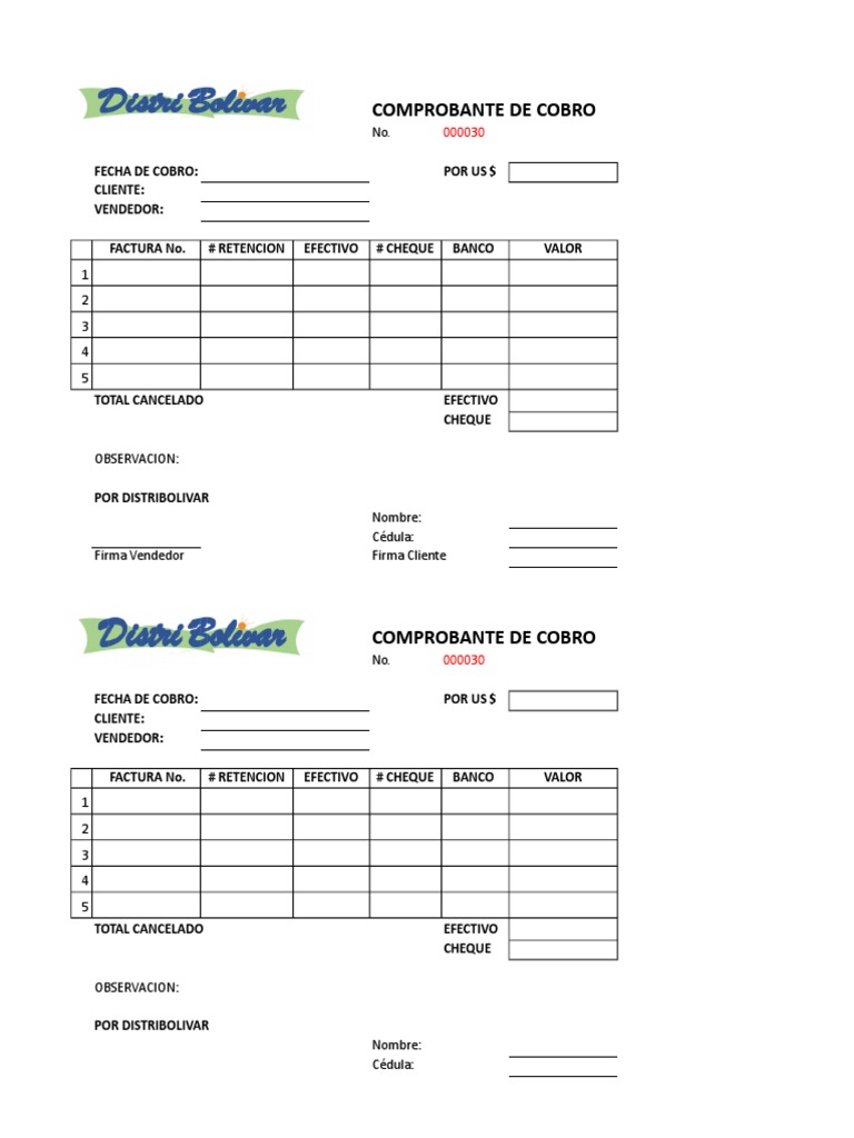 Modelo Recibo de Cobro | PDF