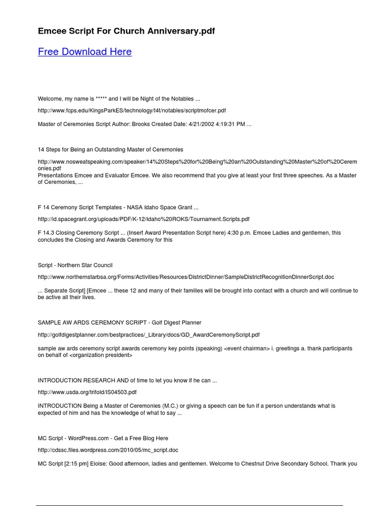 Dokumen - Tips - Emcee Script For Church Anniversary Script For Church ...