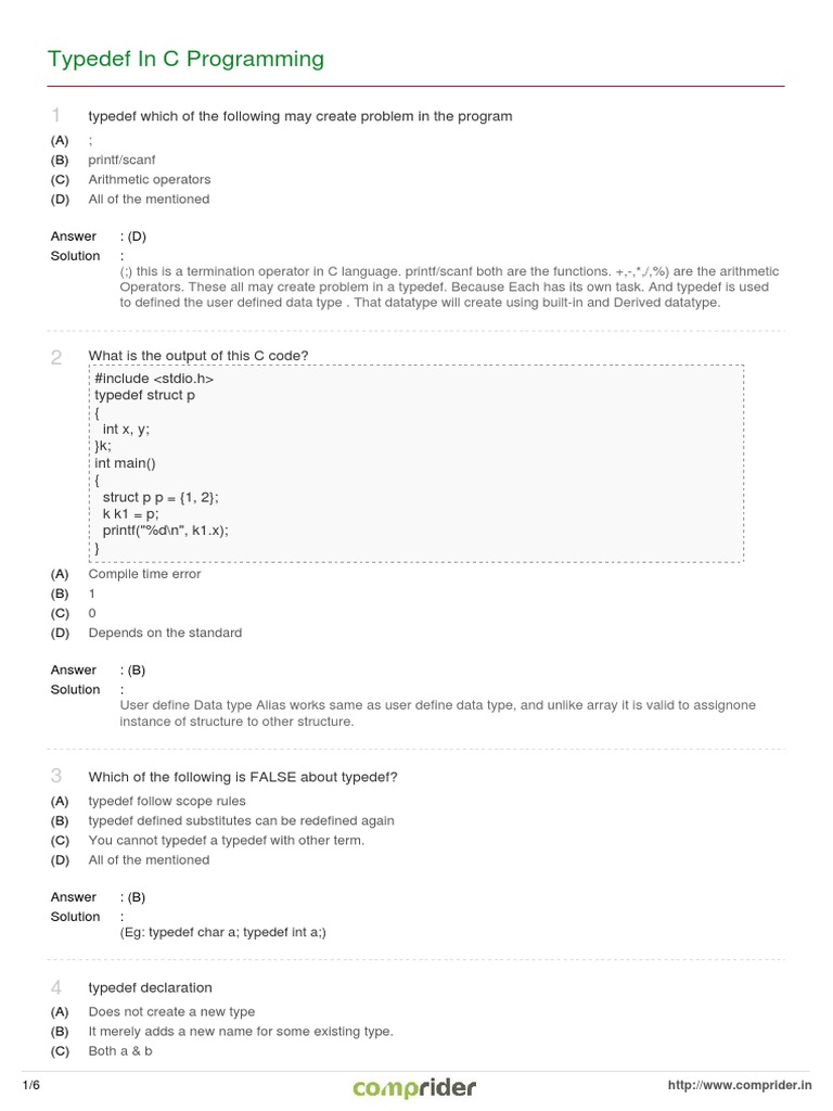 Typedef in C Programming | PDF | C (Programming Language) | Pointer ... Typedef in C Programming | PDF | C (Programming Language) | Pointer ...