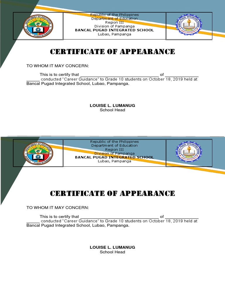 Cert of Appearance | PDF