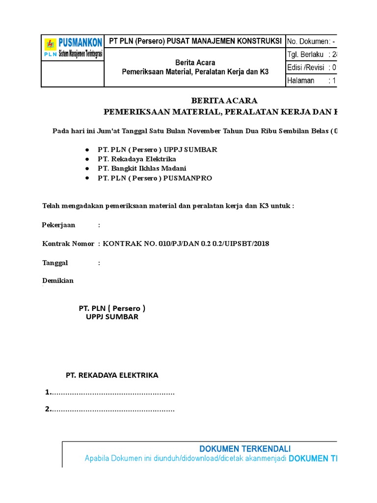 Berita Acara Erection K3 Fix | PDF