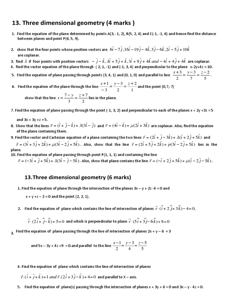 3 D Geometry | PDF | Plane (Geometry) | Line (Geometry)