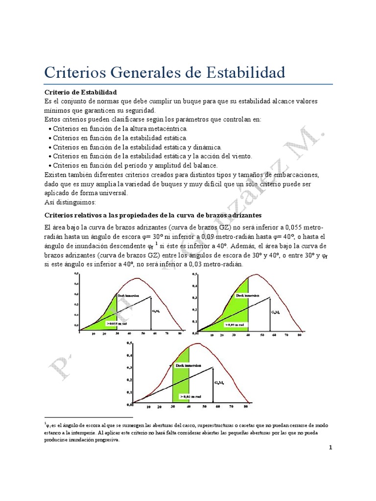 Criterios Generales de Estabilidad PDF | PDF | Herida | Buques