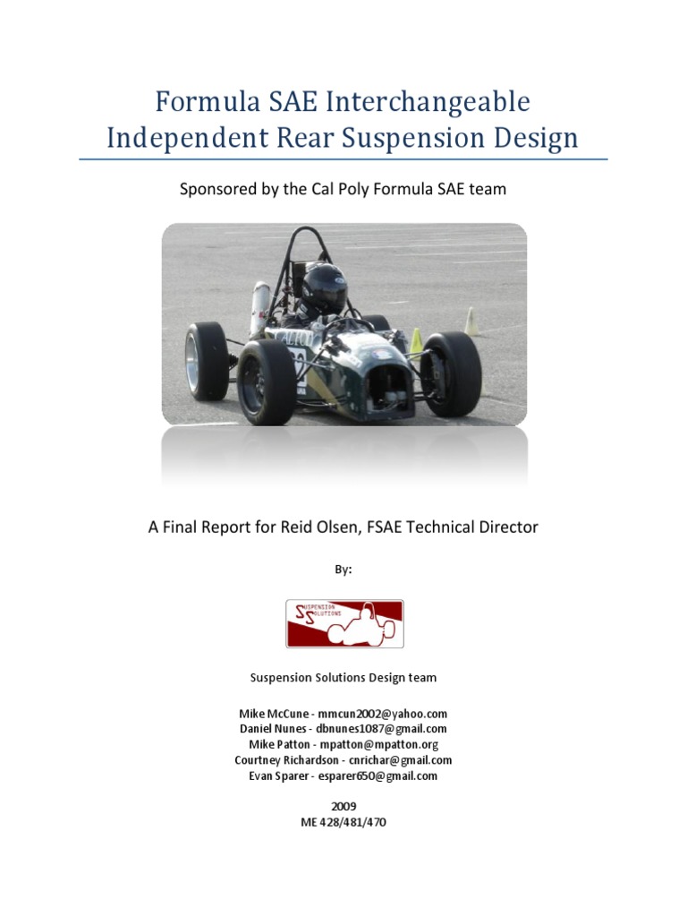 FSAE Independent Rear Suspension Design | PDF | Axle | Land Vehicles