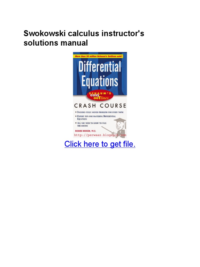 Swokowski Calculus Instructor's Solutions Manual PDF | PDF ...