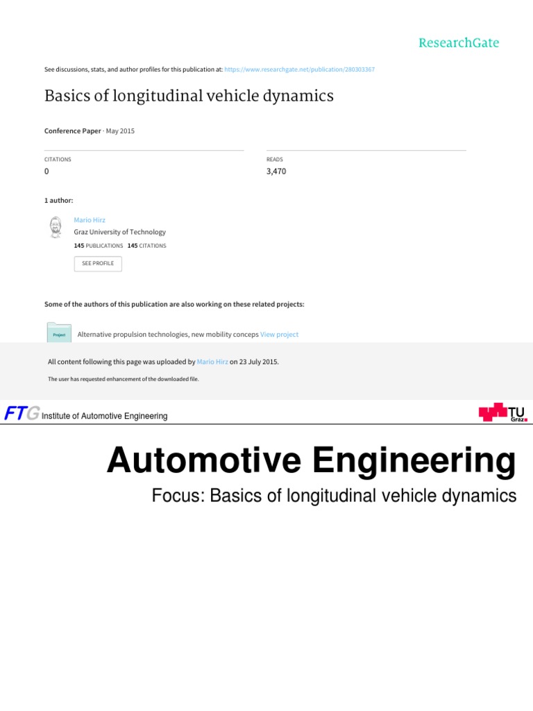 Longitudinal Vehicle Dynamics 2015 Hirz | PDF | Transmission (Mechanics ...