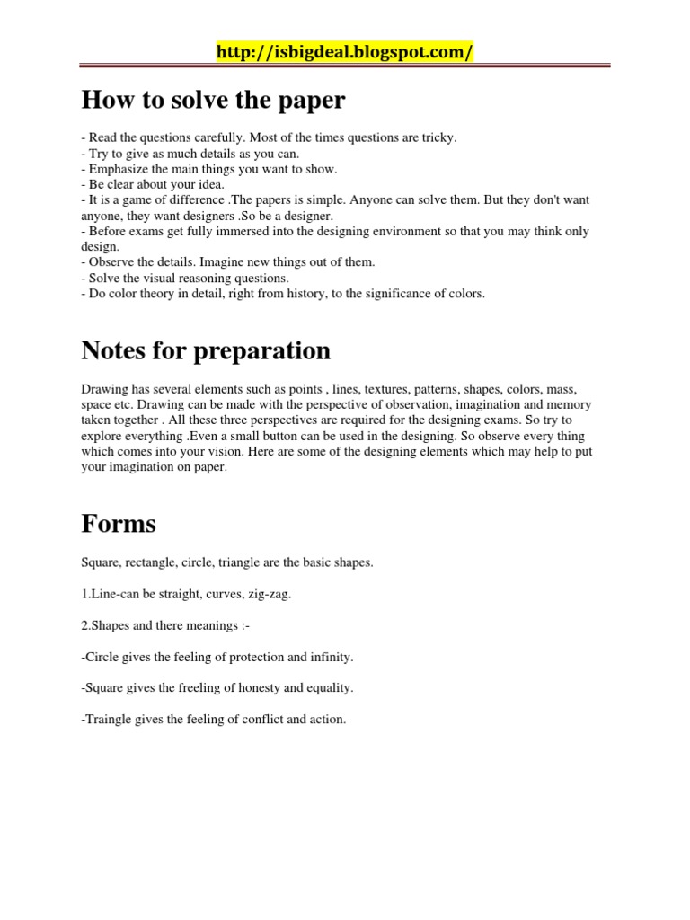 How To Solve The Paper | PDF | Color | Drawing