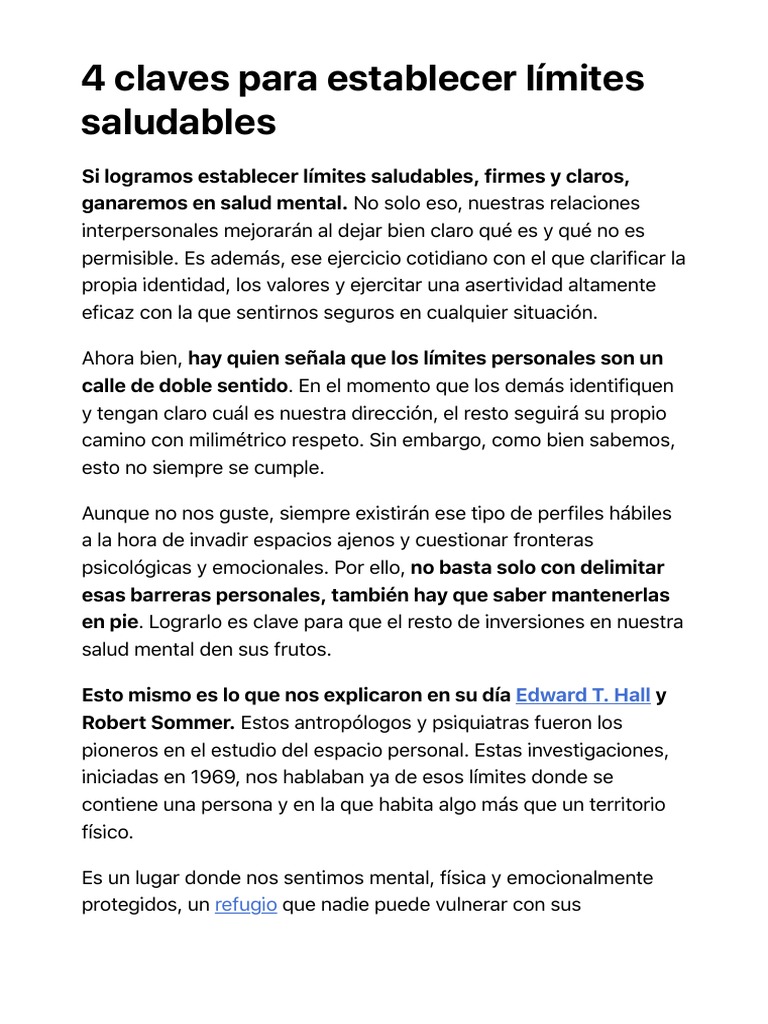 4 Claves para Establecer Límites Saludables | PDF | Salud mental ...