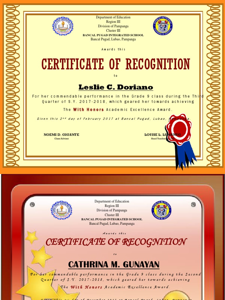 Certificate of Recognition | PDF