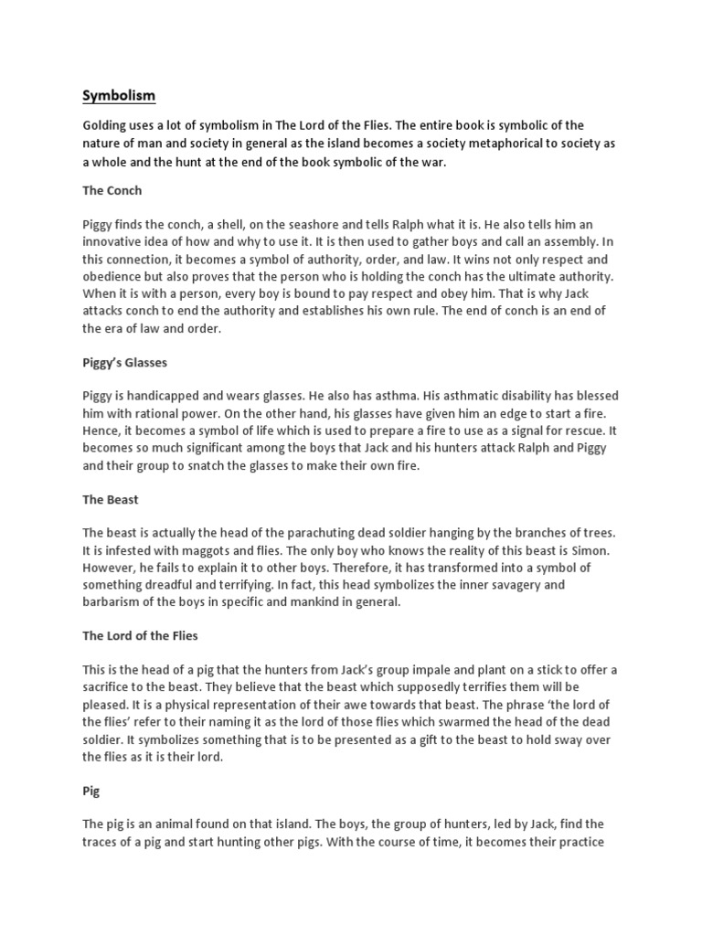 Lord Of The Flies The Beast Symbolism