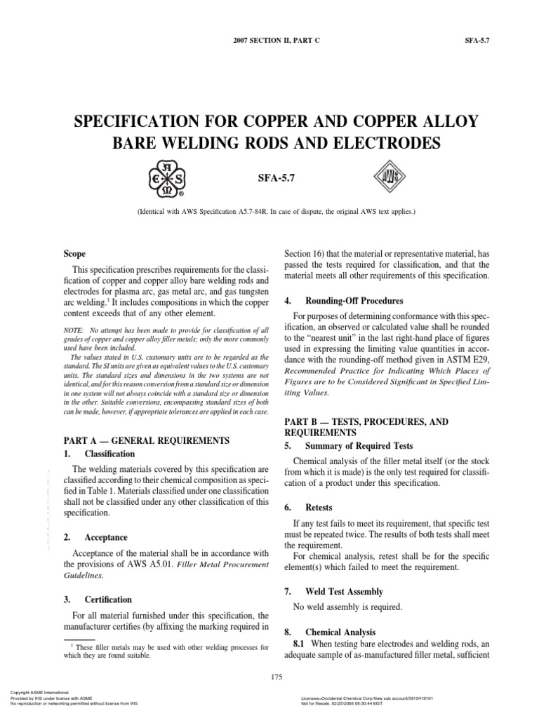 Asme Section Ii C Sfa-5.7 | PDF | Welding | Construction