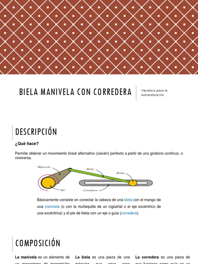 Biela Manivela Con Corredera | PDF | Física | Ingeniería mecánica