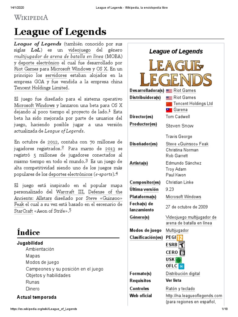 League of Legends - Wikipedia, La Enciclopedia Libre | PDF | Ocio ...