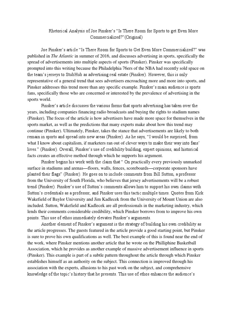 Rhetorical Analysis of Sports Ads | PDF | Advertising | Credibility