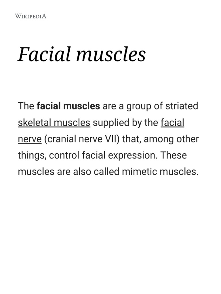 Facial Muscles - Wikipedia PDF | PDF | Face | Musculoskeletal System