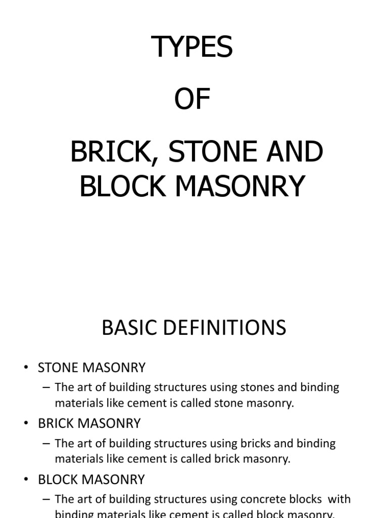 2 (A) - Types of Stone, Brick and Block Masonry | PDF | Masonry | Brick