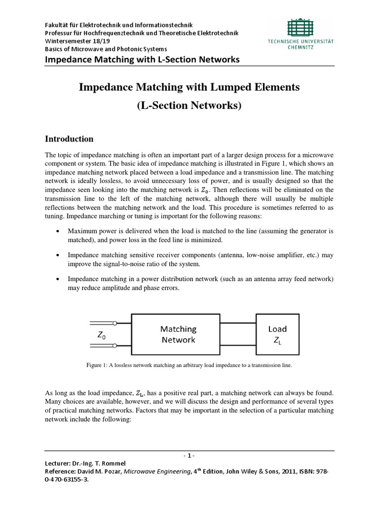 Impedance Matching with L-Section | PDF | Electrical Network ...