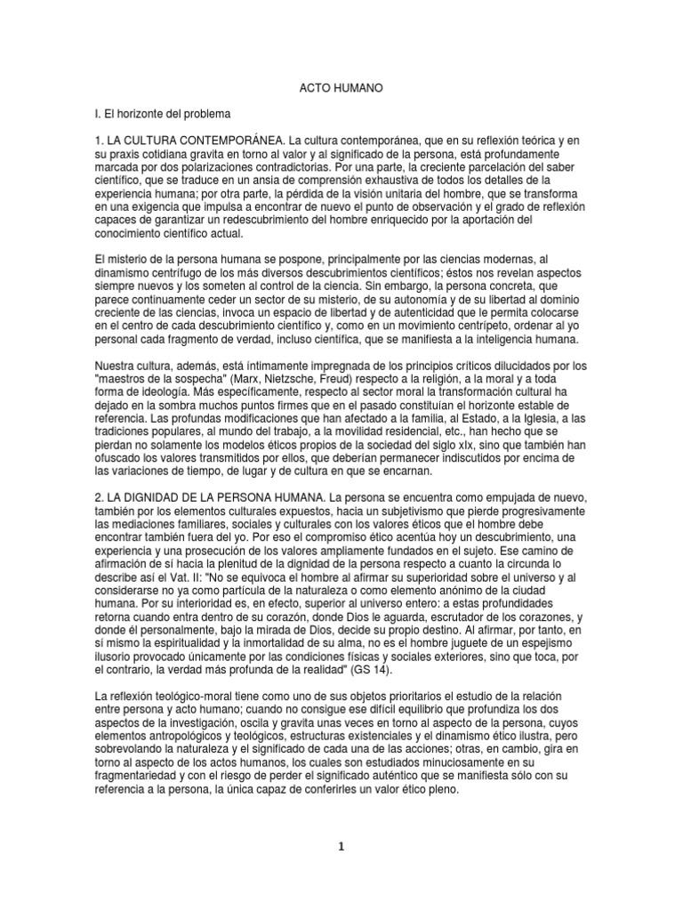 Acto Humano | PDF | Moralidad | Tomás de Aquino