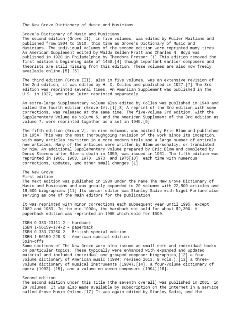 Overview of The New Grove Dictionary | PDF | Lexicography | Publishing