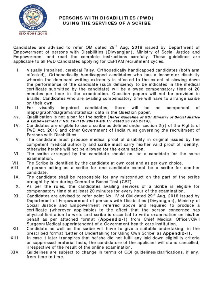 Scribe Instruction Mts | PDF | Disability | Identity Document