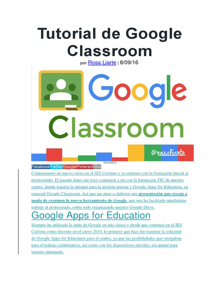 Tutorial de Google Classroom | Descargar gratis PDF | Software de la ... Tutorial de Google Classroom | Descargar gratis PDF | Software de la ...
