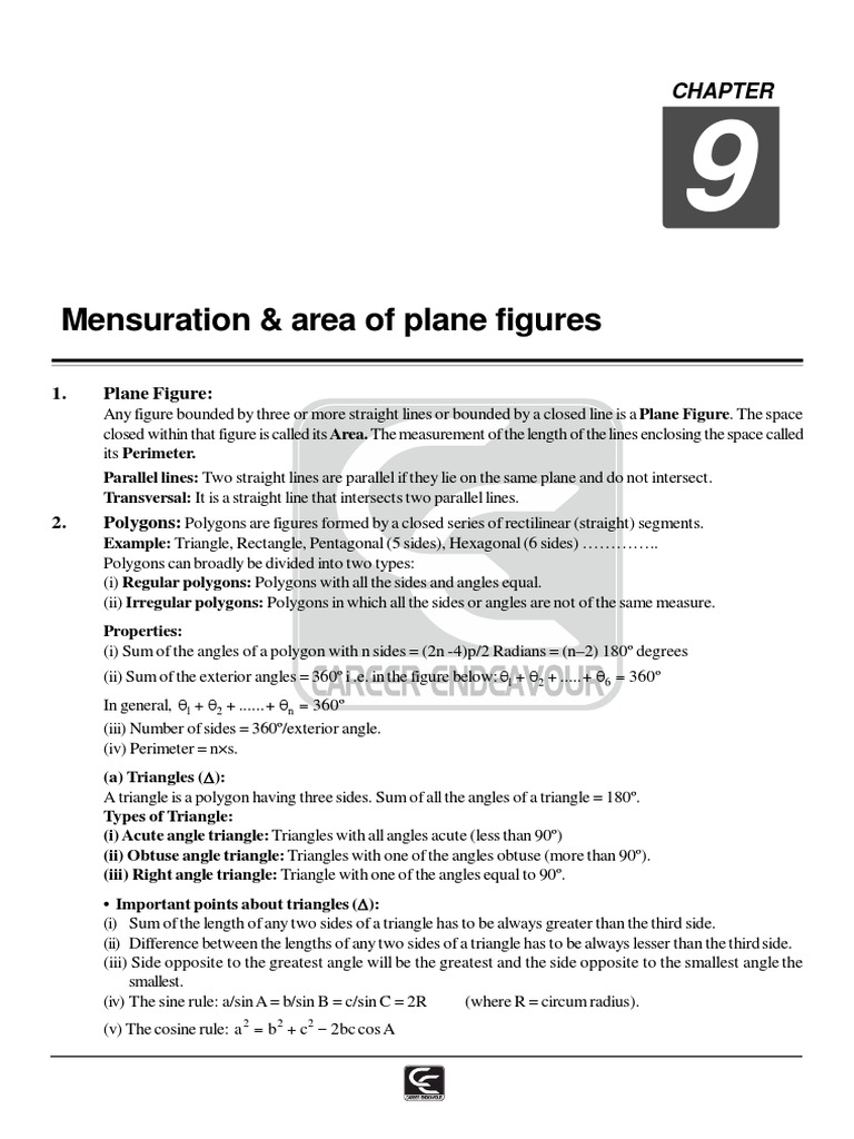 Mensuration PDF | Download Free PDF | Area | Triangle