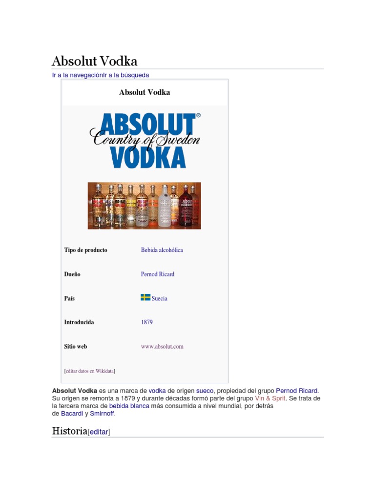 Absolut Vodka | PDF | Bebidas