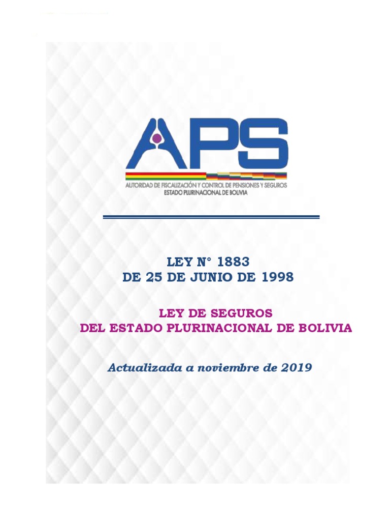 Ley 1883 | Descargar gratis PDF | Reaseguro | Póliza de seguros