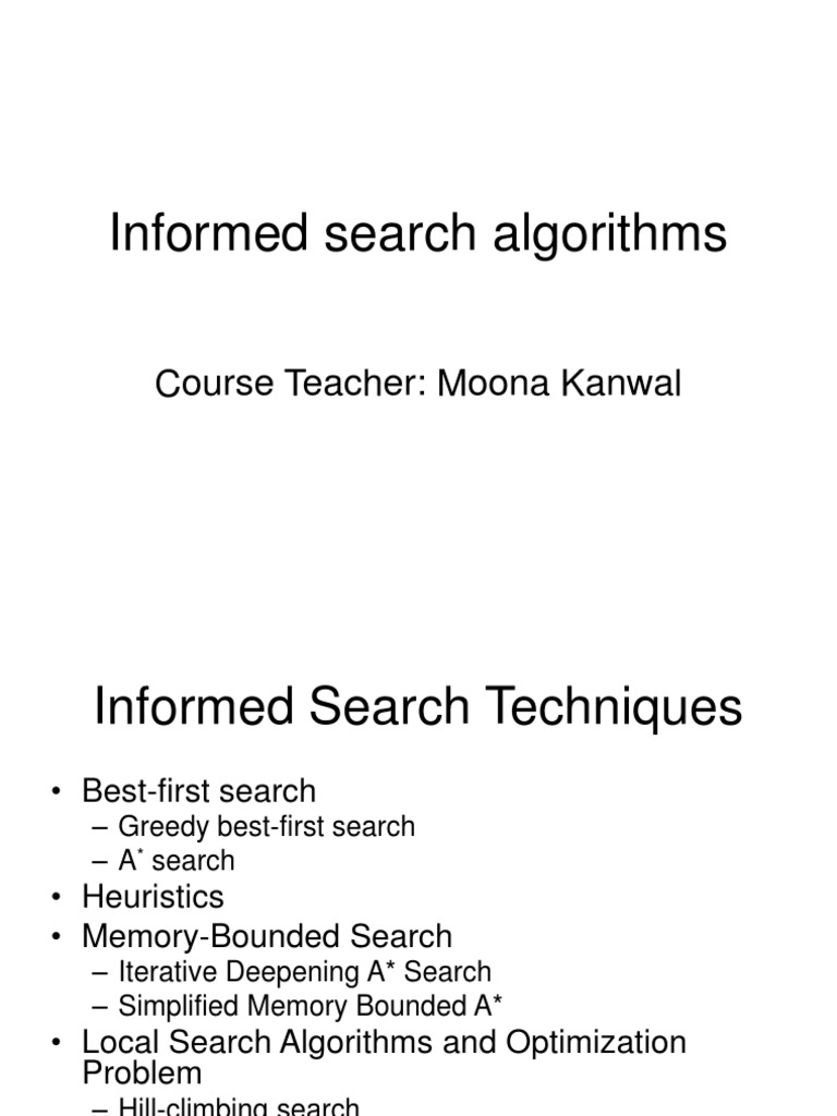 Lecture03 Informed Search | PDF | Algorithms | Mathematical Concepts