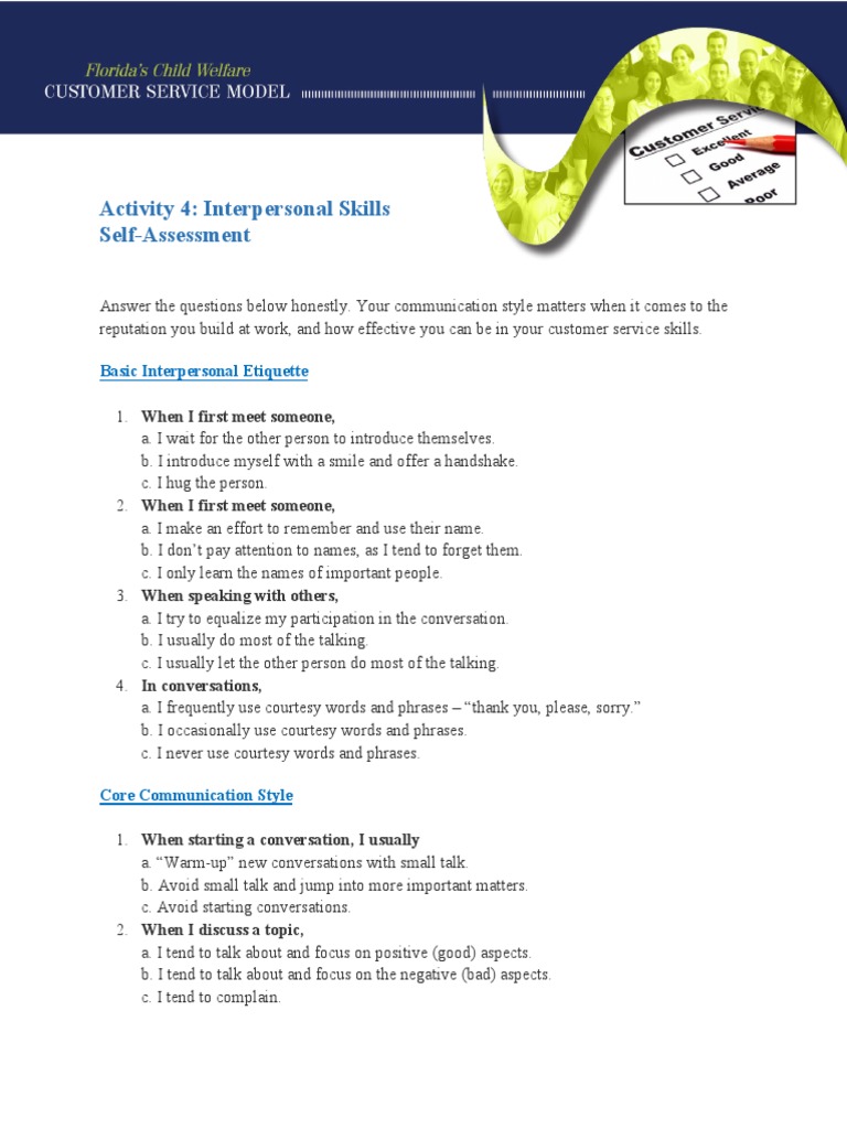 Interpersonal Skills Assessment | PDF | Conversation | Communication