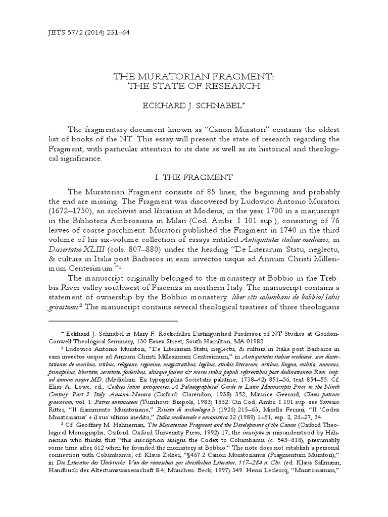 Can MURATORIAN FRAGMENT PDF | PDF | Paul The Apostle | New Testament